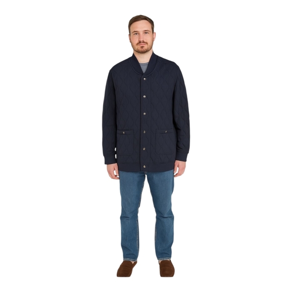 Magaschoni | Jackets & Coats | New Magaschoni Navy Quilted Full Zip ...